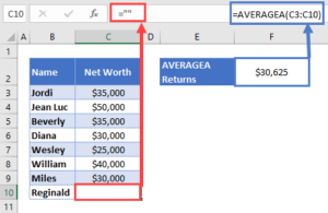 Excel AVERAGEA Function - Excel Boot Camp