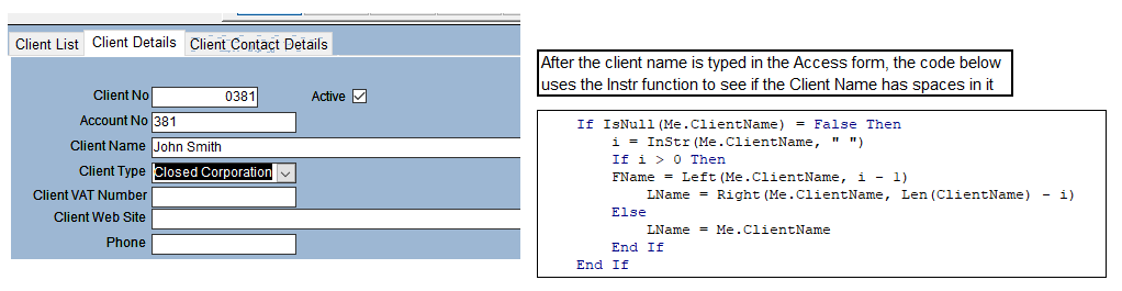 Vba Instr Access Snip Automate Excel