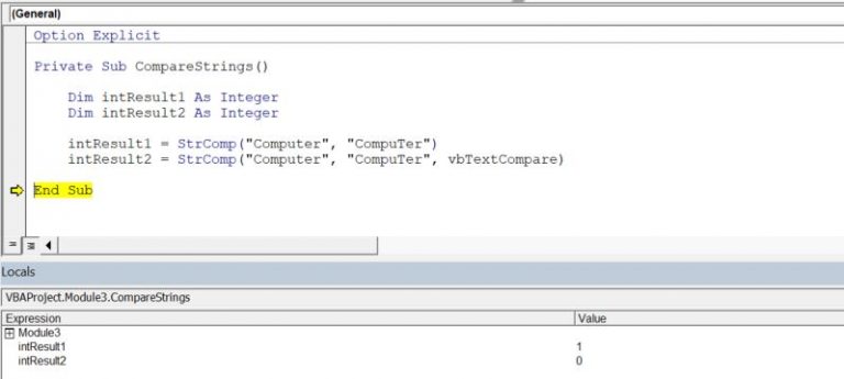 Vba Compare Strings Strcomp Automate Excel