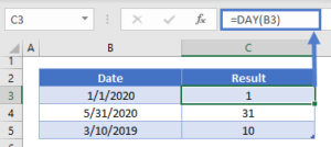 Excel DAY Function - Calculate the day of a date