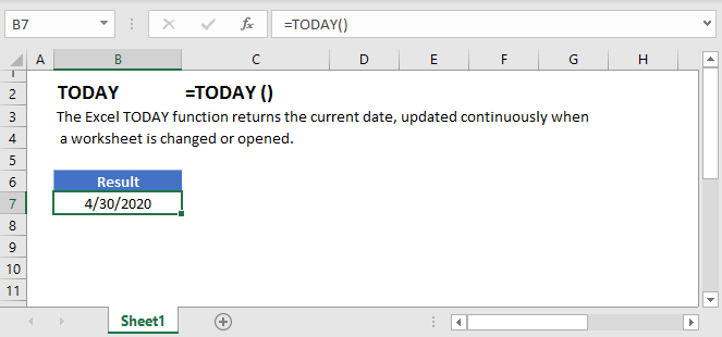 Today s Date Formula In Excel TODAY Function