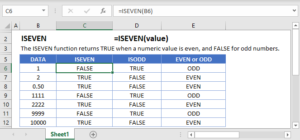 Excel ISEVEN Function - Test if cell value is even