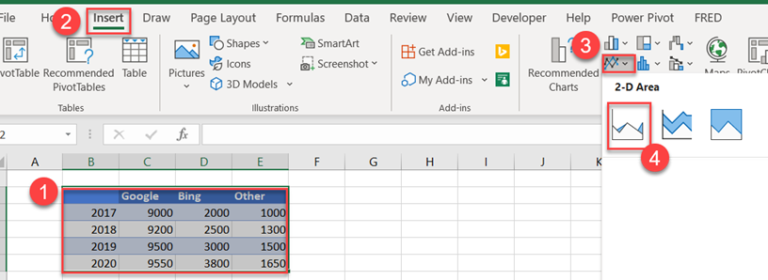 Excel Area Charts - Standard, Stacked - Free Template Download ...