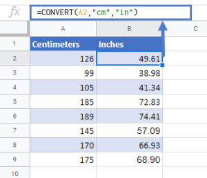 Convert Centimeters to Inches in Excel & Google Sheets - Automate Excel