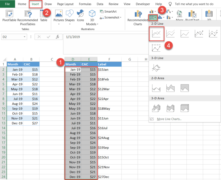 How to Create a Step Chart in Excel - Automate Excel