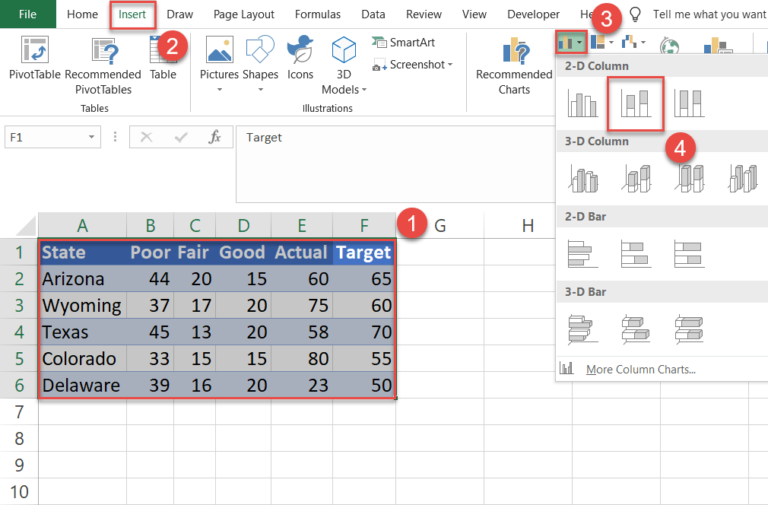 How To Create A Bullet Graph In Excel Automate Excel