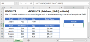Excel DCOUNTA Function Examples – Excel & Google Sheets - Automate Excel