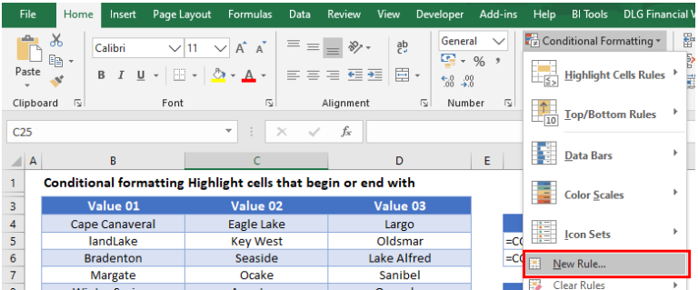 Highlight Cells That Begin (Or End) With In Excel - Excel & Google Sheets - Automate Excel