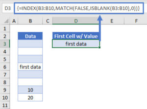 Find First Cell with Any Value - Excel & Google Sheets - Automate Excel
