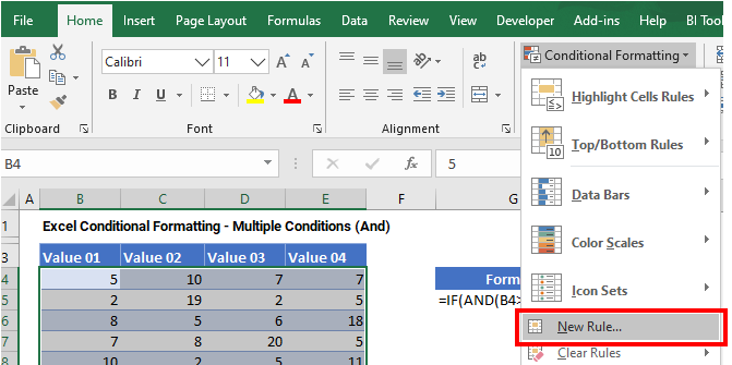 Conditional Formatting - Multiple Conditions (And) - Excel & Google ... Conditional Formatting - Multiple Conditions (And) - Excel & Google ...