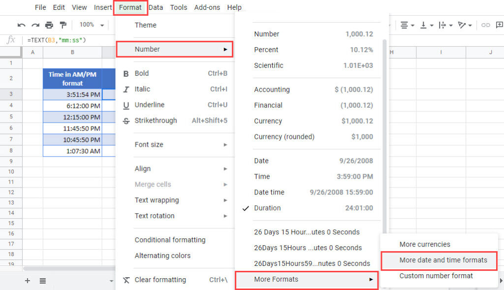 Time Format - Show Minutes & Seconds - Excel & Google Sheets - Automate ...
