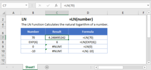 Excel LN Function - Calculate Natural Logarithm (Log)