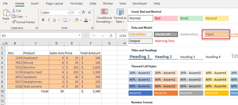 How to Apply Cell Styles (Total, Input, Title...) in Excel - Automate Excel