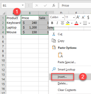 How to Insert and Shift Cells Right in Excel & Google Sheets - Automate ...