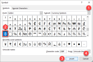 How to Type a Bitcoin Symbol in Excel & Google Sheets - Automate Excel