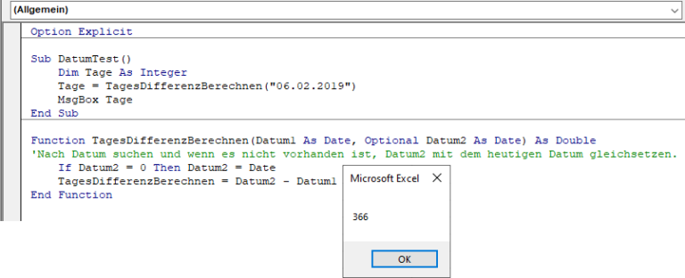 Vba Funktion Aufrufen Rückgabewert Und Parameter Automate Excel