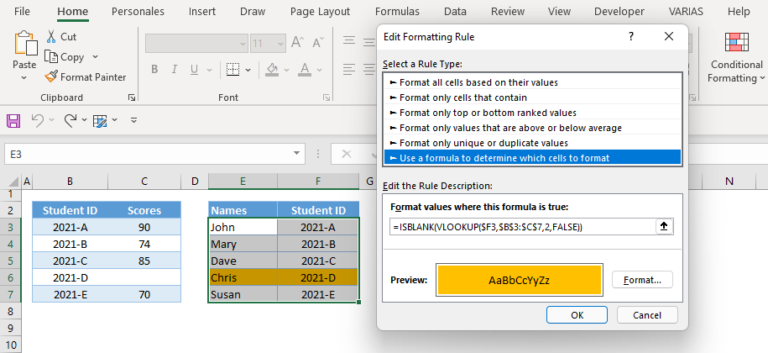 Conditional Formatting Based on VLOOKUP Result - Excel & Google Sheets ...