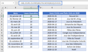 Nombre de Jours Ouvrables dans un Mois - Excel et Google Sheets - Automate Excel