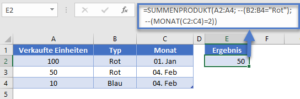 SUMMENPRODUKT - funktionsweise, Arrays und Kriterien - Excel & GS