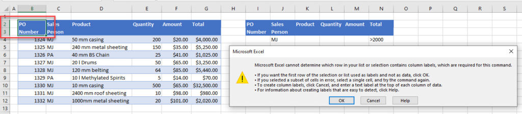 Advanced Filter Not Working in Excel - Automate Excel