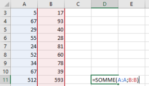 Additionner des Colonnes ou des Lignes Entières dans Excel - Automate Excel
