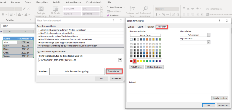 Bedingte Formatierung basierend auf SVERWEIS-Ergebnis - Excel & GS ...