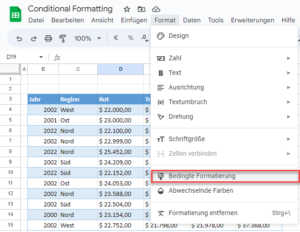 Bedingte Formatierung auf Basis einer Formel - Excel & G-Sheets ...