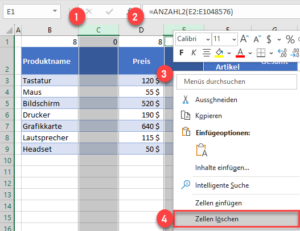 Leere Spalten in Excel und Google Sheets löschen - Automate Excel