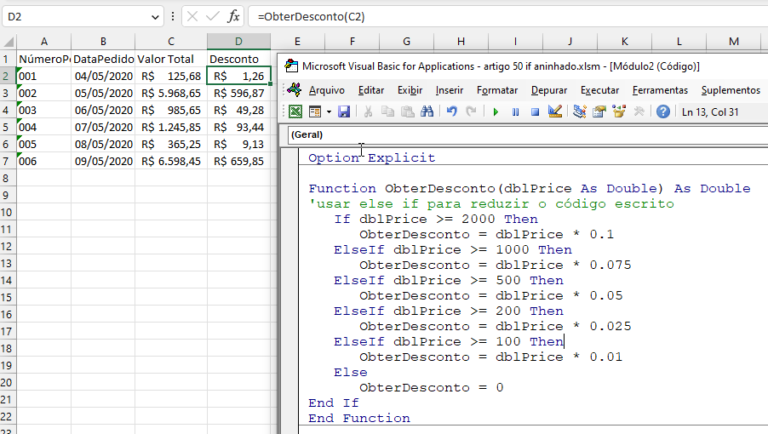VBA - Múltiplas Instruções If (Aninhadas) - Automate Excel