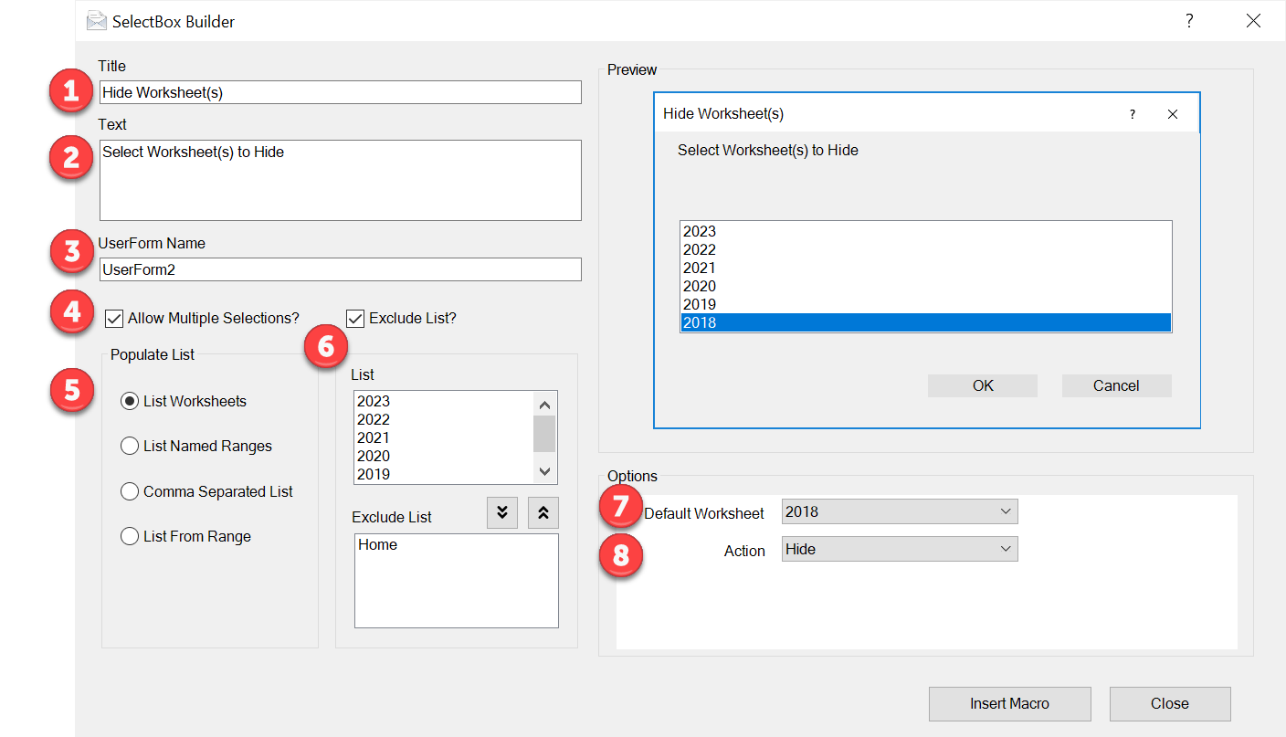 Selectbox Builder Automate Excel