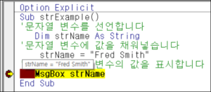 VBA 문자열 변수 유형 (Dim String) - Automate Excel