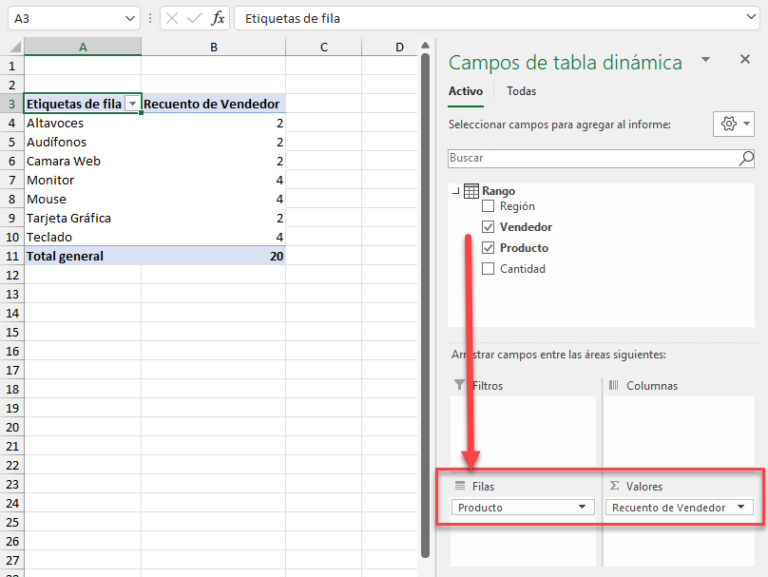 Tabla Dinámica - Contar Valores Únicos en Excel y Google Sheets - Automate Excel