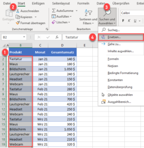 Mehrere Werte in Excel und Google Sheets suchen und ersetzen - Automate Excel