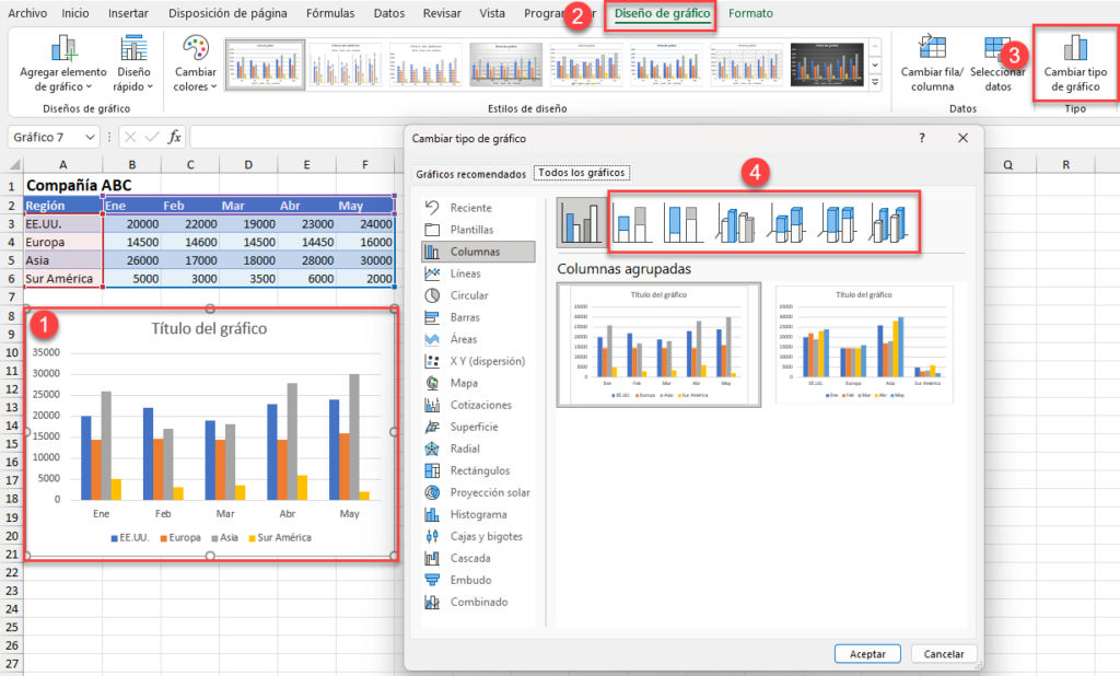 Create Column Charts in Excel - Clustered - Stacked - Free Template