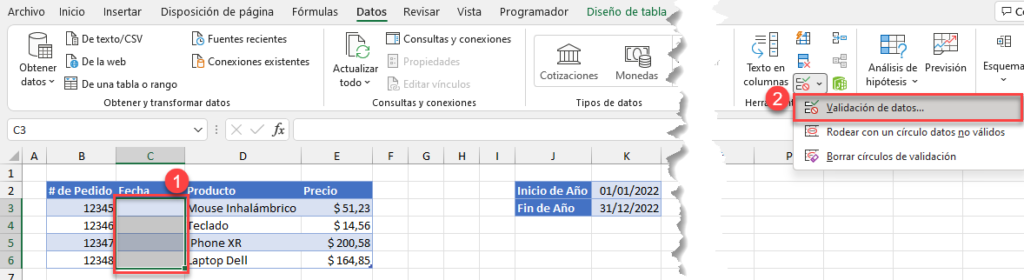 Validación de Datos - Formato Fecha / Hora en Excel y Google Sheets ...