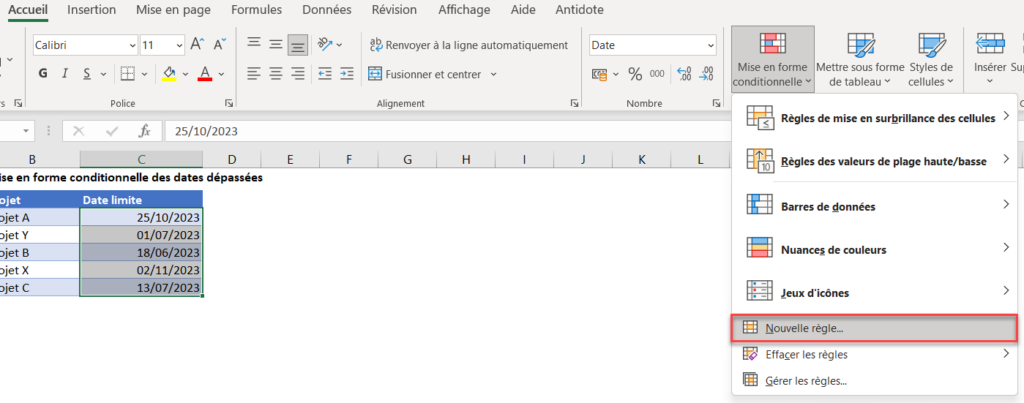 Mise en Forme Conditionnelle des Dates Dépassées - Excel et Google ...