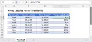 Como Calcular Horas Trabalhadas - Excel e Google Planilhas - Automate Excel