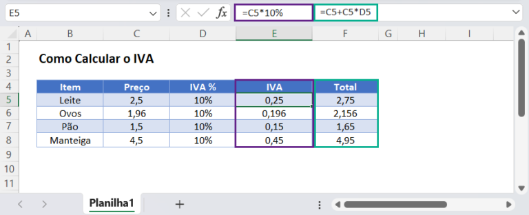 Como Calcular o IVA - Excel e Google Planilhas - Automate Excel