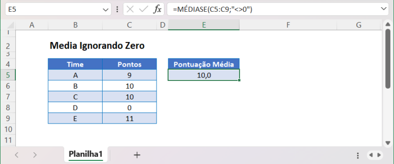 Média Ignorando Zero - Excel e Google Planilhas - Automate Excel