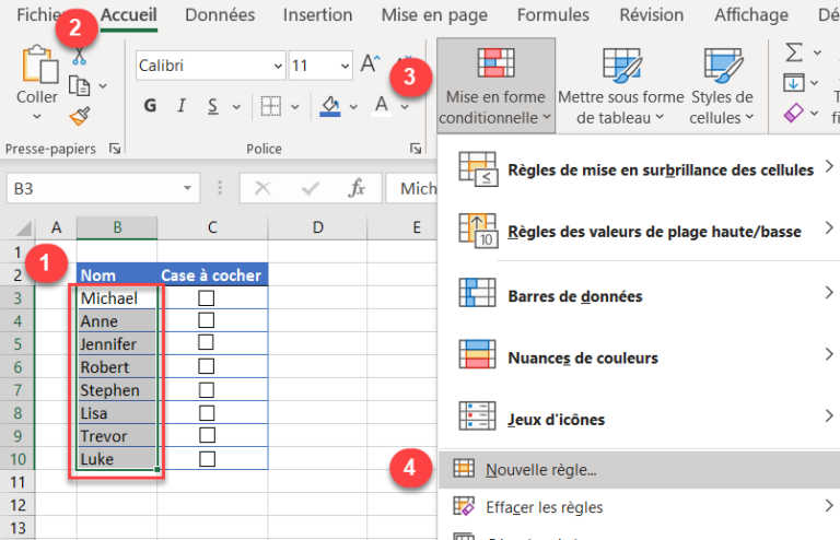 Utiliser la Mise en Forme Conditionnelle Avec des Cases à Cocher Dans Excel et Google Sheets ...