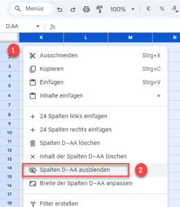 Nicht verwendete Zellen in Excel und Google Sheets ausblenden ...