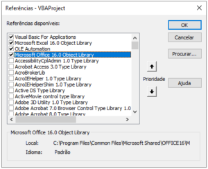 VBA - Erro de Compilação - É Impossível Localizar o Projeto ou a ...