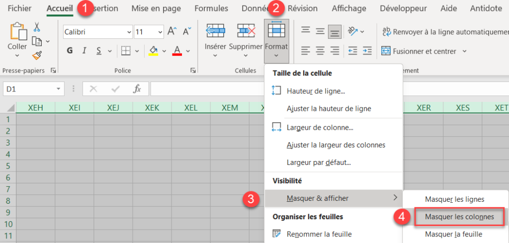 Comment Masquer les Cellules Inutilisées dans Excel et Google Sheets ...