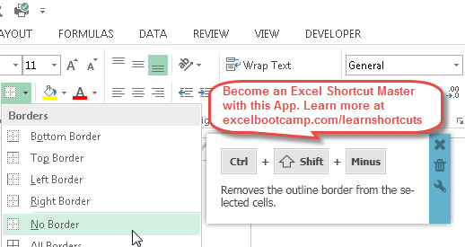 Excel Remove Borders Shortcut - Become a Shortcut Expert